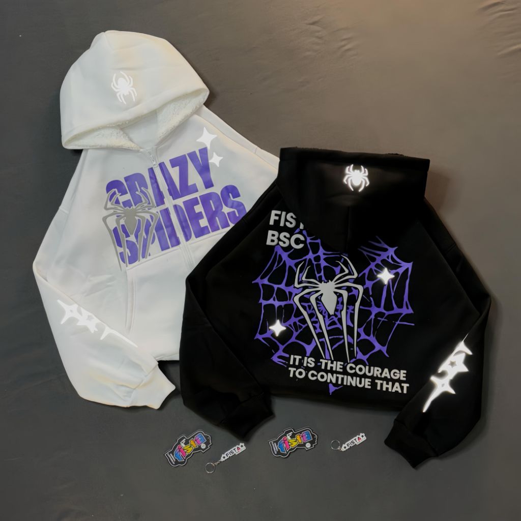 Jual Hoodie boxy spider ziper dua kepala sablon palstisol+fuup foaming ...