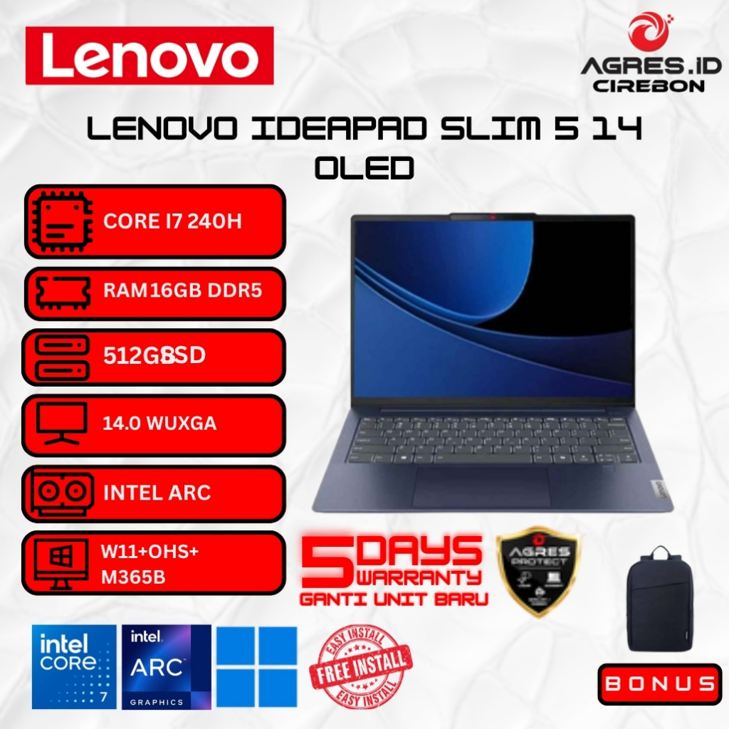 Jual LENOVO IDEAPAD SLIM 5 14IRH10R 14 OLED CORE I7 240H RAM 16GB SSD ...