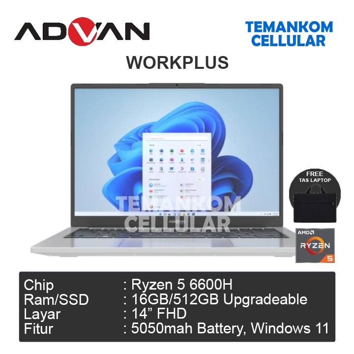 Jual Laptop ADVAN WORK PLUS Murah 16/512 Notebook RYZEN 5 6600H RAM ...