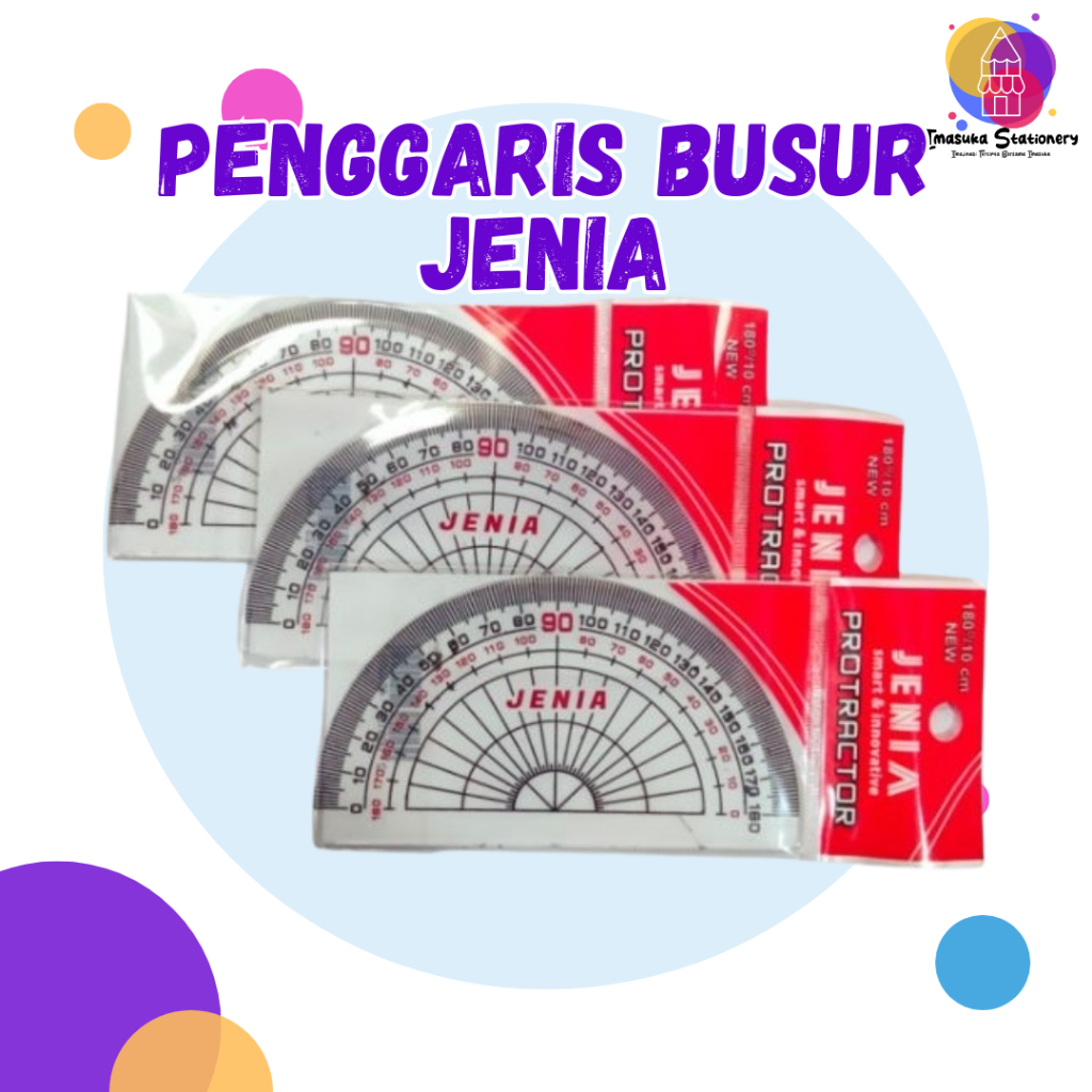 Jual Penggaris Busur 180 Derajat Jenia Plastik Tebal || Busur ...