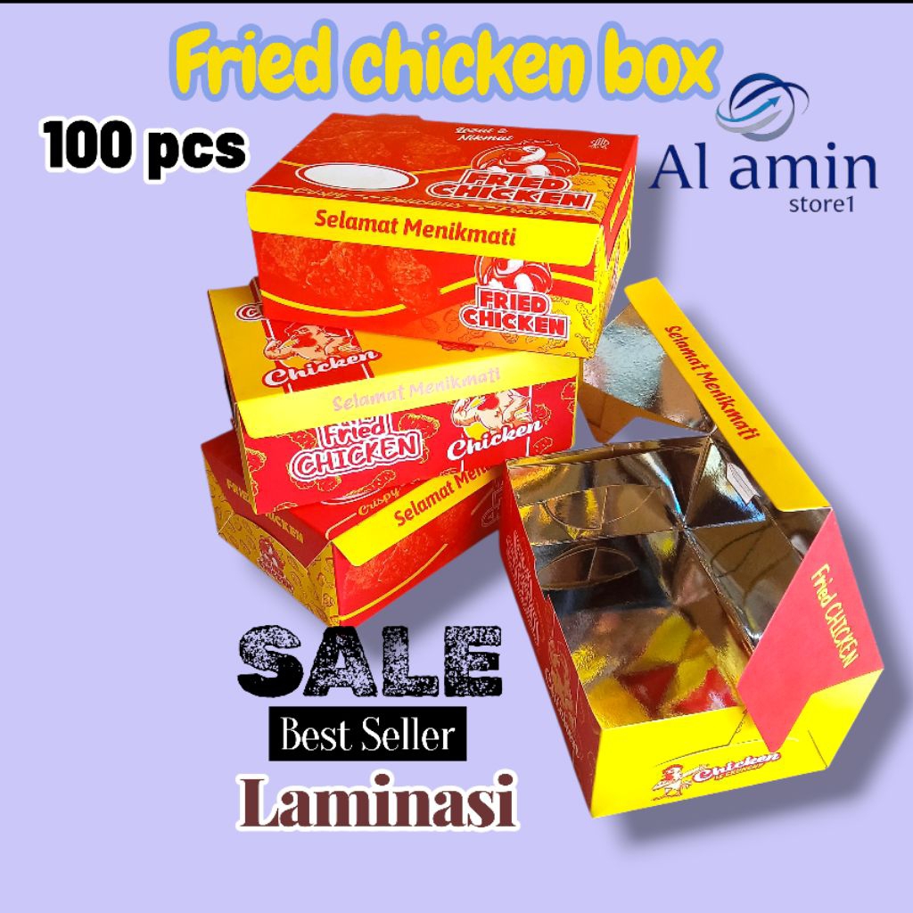 Jual 100 pcs box fried chicken/dus ayam geprek laminasi | Shopee Indonesia