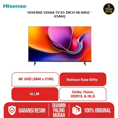 Jual HISENSE VIDAA TV 65 INCH 4K 60HZ -65A6Q | Shopee Indonesia