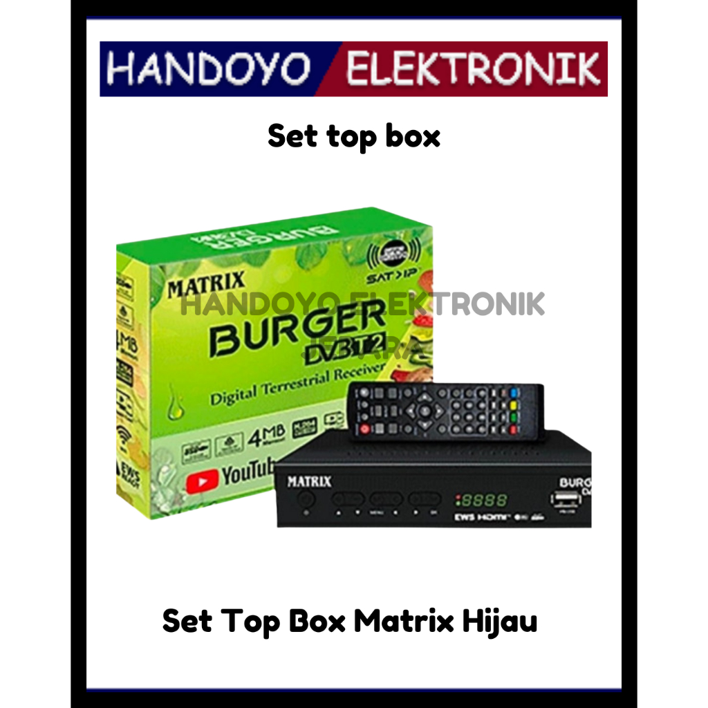 Jual Matrix Set Top Box Matrix Hijau Burger DVB-T2 Full HD 1080p Dengan ...