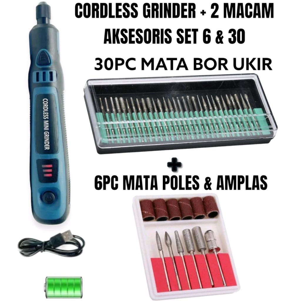 Jual MESIN CORDLESS MINI GRINDER UKIR POTONG POLES BATERAI CAS SET ...