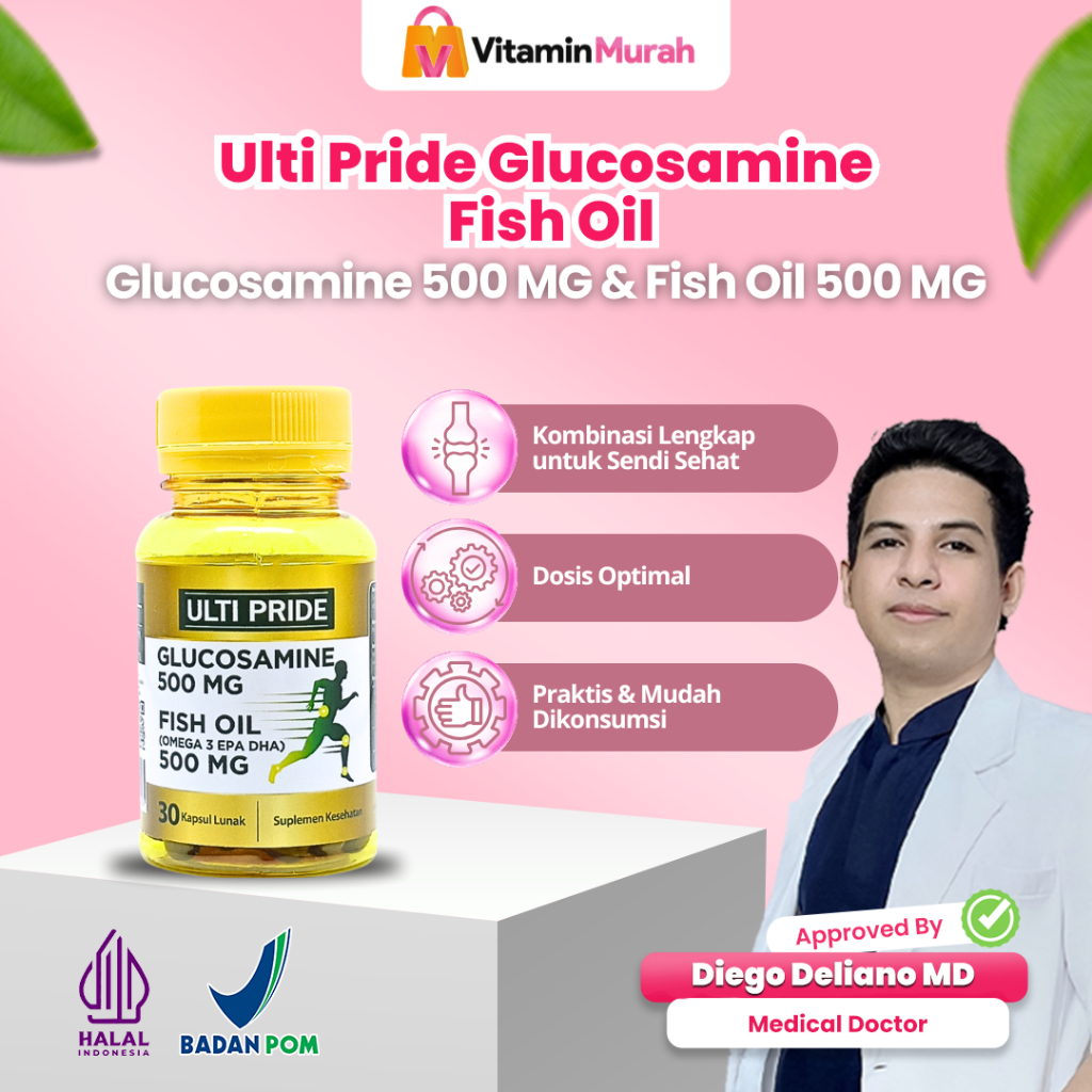 Jual ULTI PRIDE GLUCOSAMINE 500MG (FISH OIL OMEGA 3 EPA DHA 500MG ...