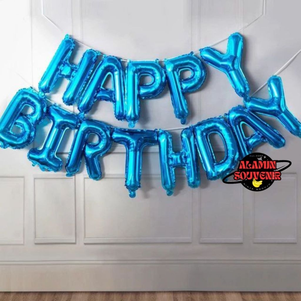 Jual Balon Foil Huruf Biru Set Happy Birthday Balon Happy Birthday ...