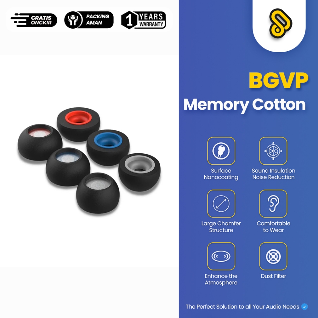 Jual BGVP Memory Cotton Replacement Eartips With Filter Noise Reduction ...