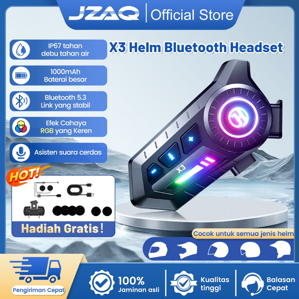 Jual JZAQ Headset Helm Bluetooth / Headphone Helm Bluetooth / Headset ...