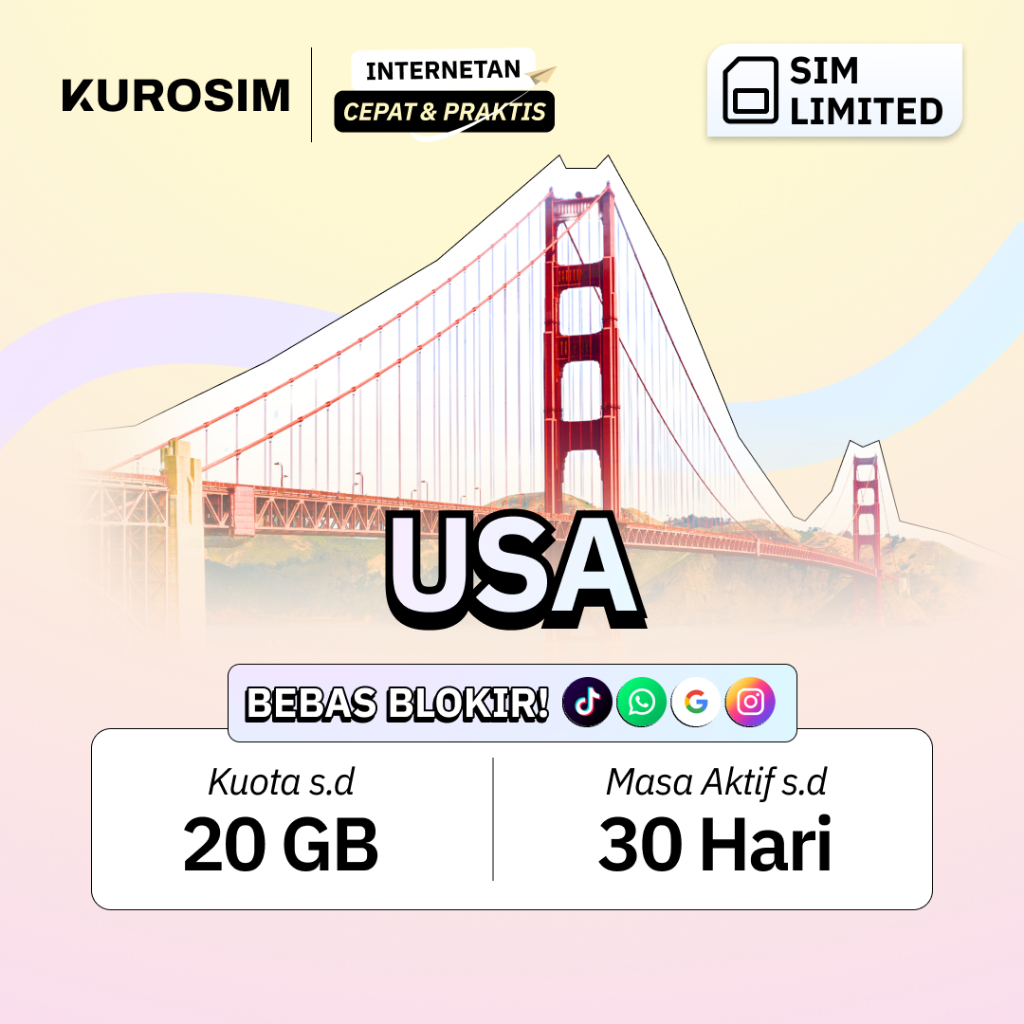 Jual Kartu SIM USA Kurosim Kuota Besar Support TIKTOK | SIM Card Travel ...
