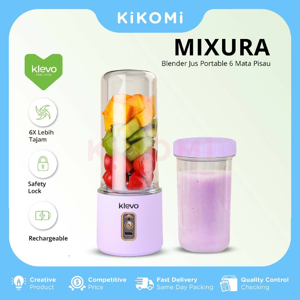 Jual KLEVO MIXURA Blender Buah Mini 6 Mata Pisau Stainless Juicer Cup ...