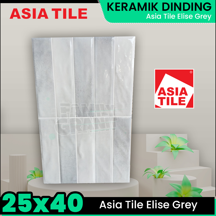 Jual Keramik Dinding 25x40 Asia Tile Elise Grey Wall Tile Motif Kotak ...