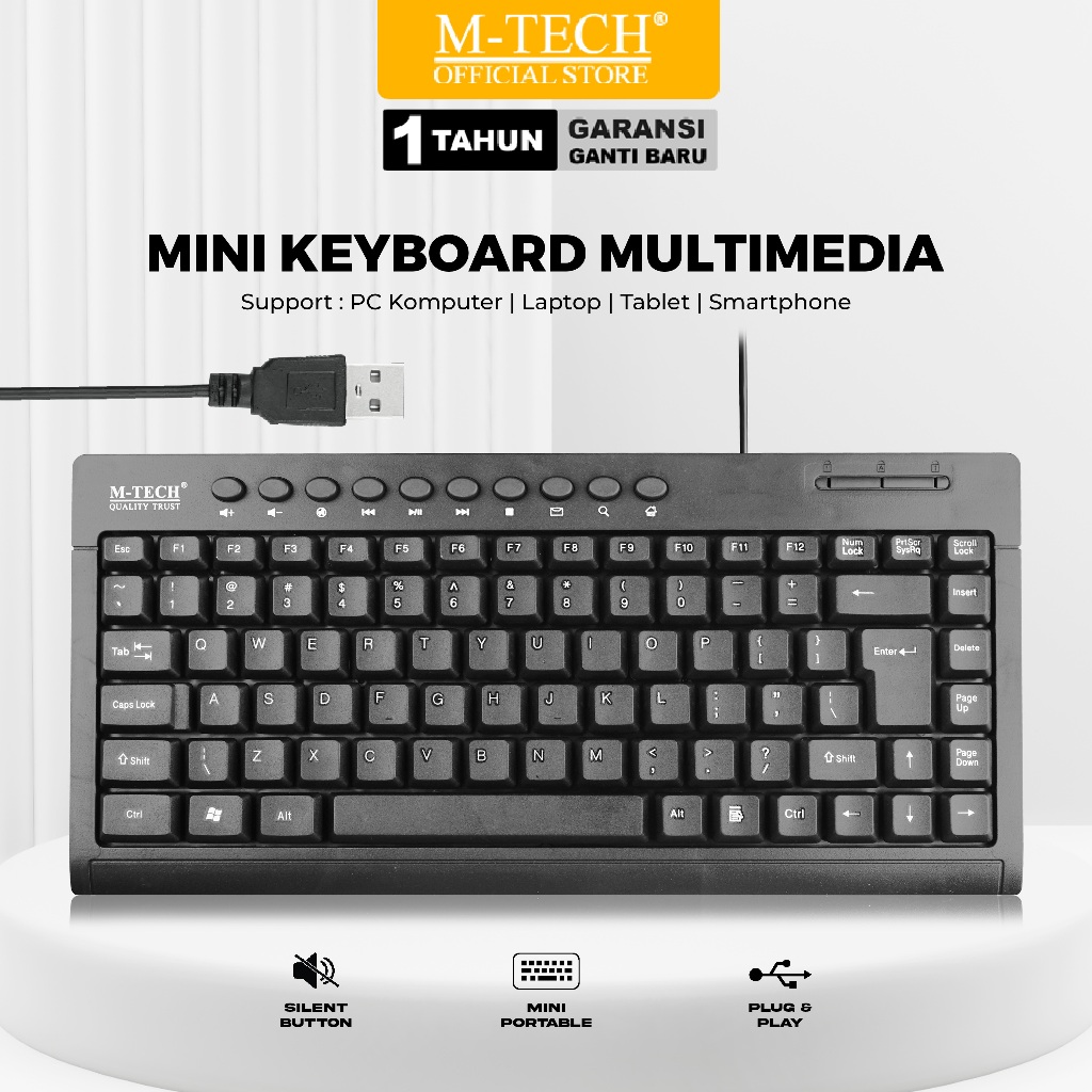 Jual MTECH Keyboard Wired USB Multimedia Office MTK 01 Bisa Untuk PC ...