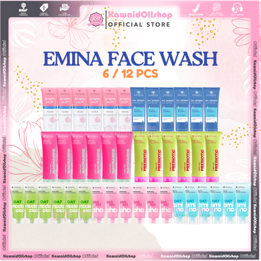 Jual EMINA [BOX] FACE WASH ALL SERIES ISI 6/12 PCS (EMINA LUSINAN ...