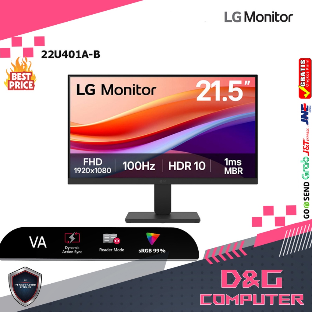 Jual LG Monitor 22U401A-B 21.45'' Full HD Display with Refresh rate ...