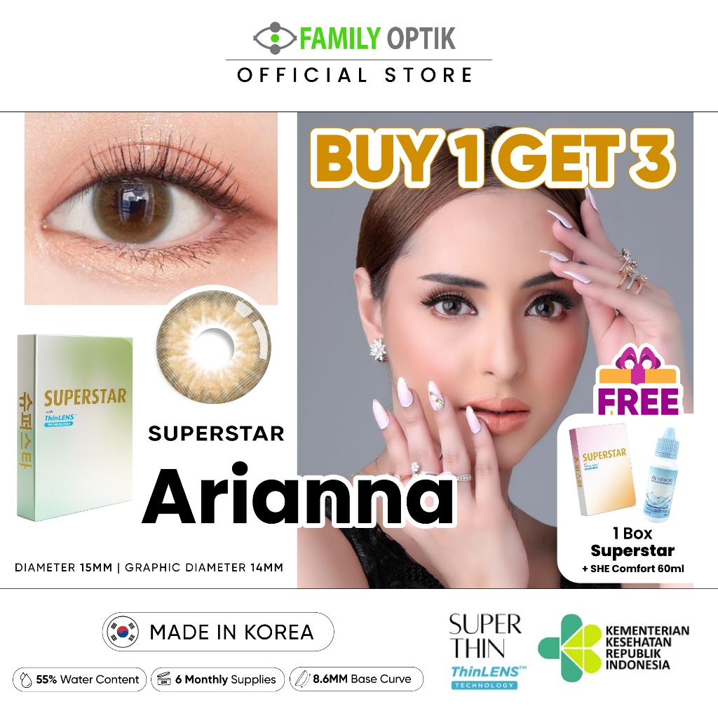 Jual [KOREAN] BUY 1 GET 3 Superstar Arianna 1 Pasang Softlens Warna ...