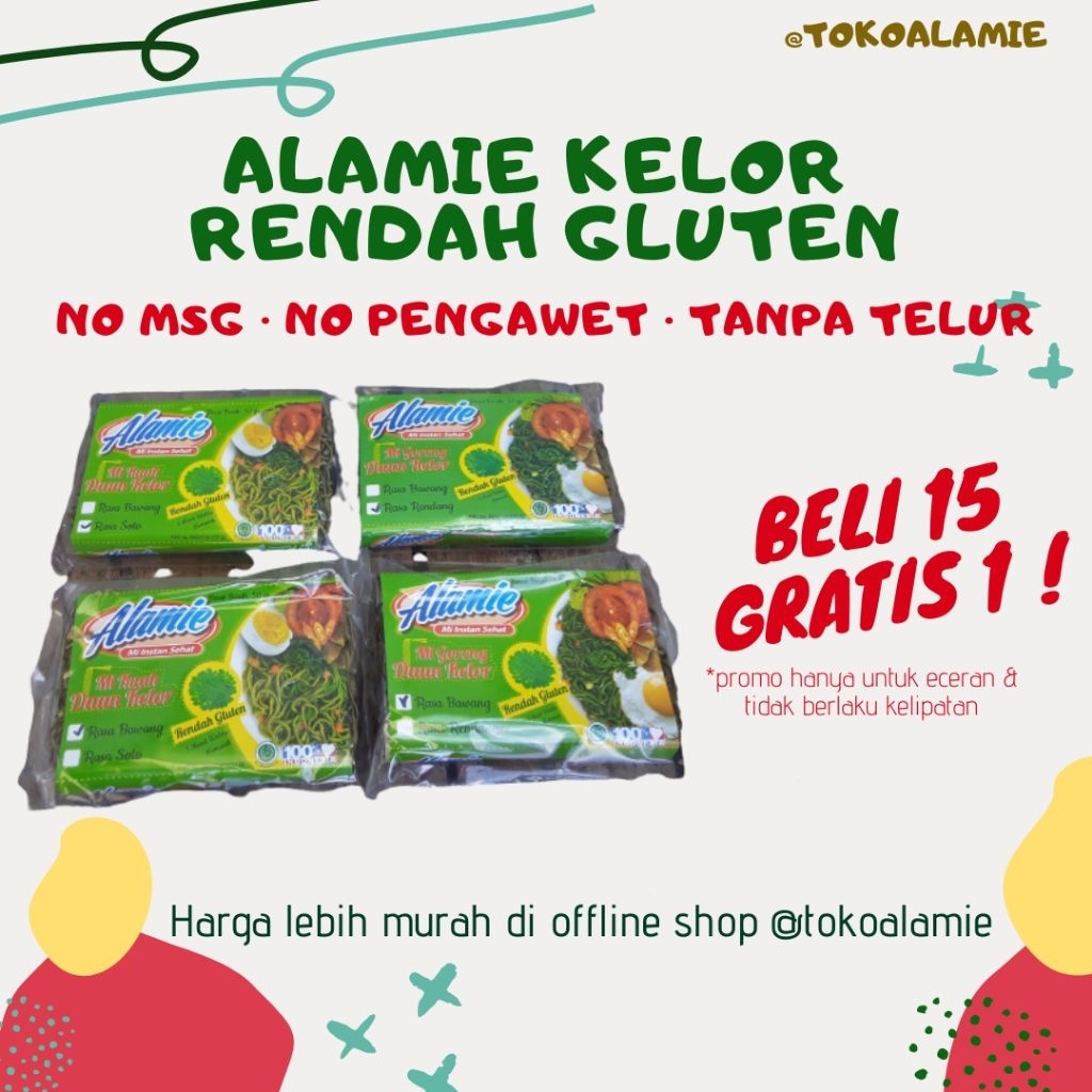 Jual ALAMIE KELOR TANPA TELUR RENDAH GLUTEN - MIE SAYUR ORGANIK KELOR ...