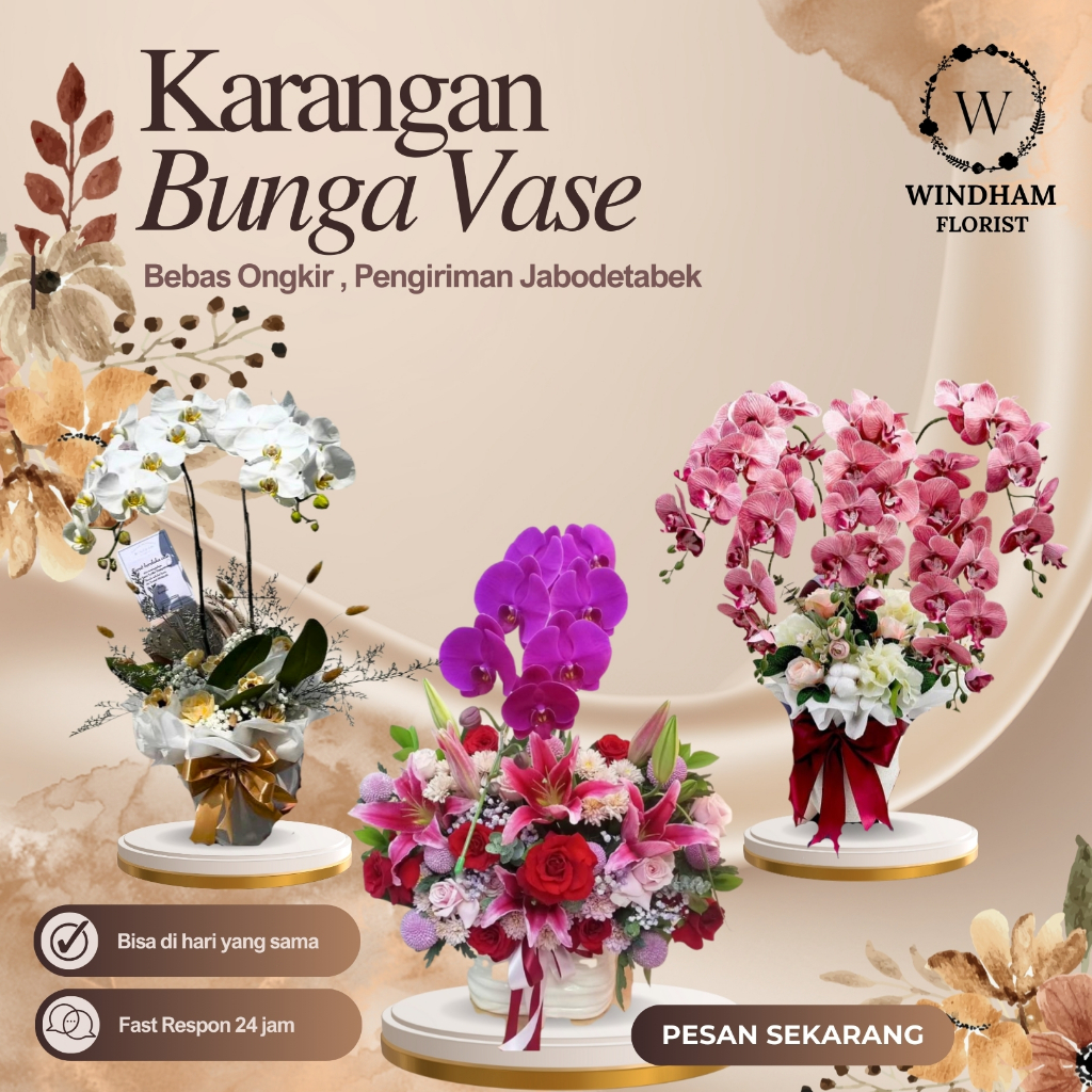 Jual Karangan Bunga Vas Anggrek Bulan Fresh Bunga Meja orchid Premium ...