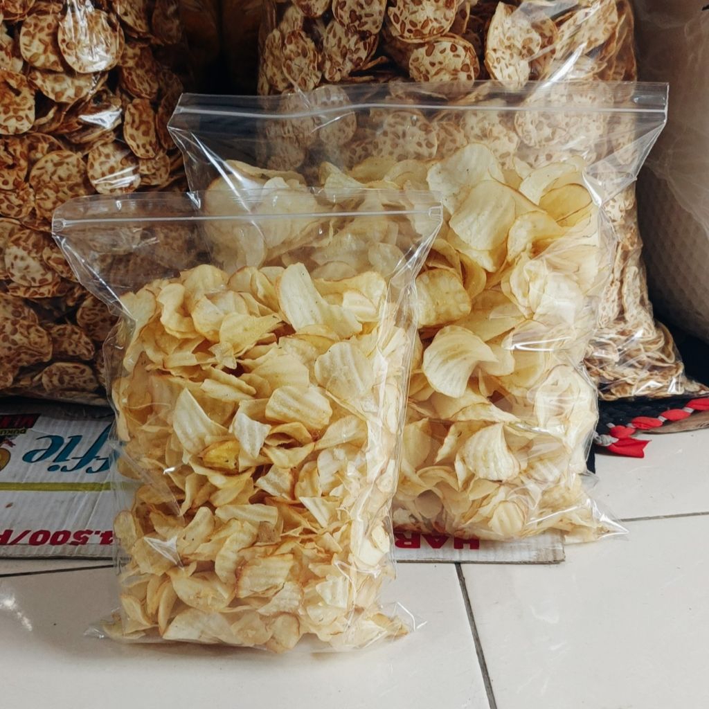 Jual 1kg KERIPIK SINGKONG RENYAH ORIGINAL CEMILAN SNACK ZAHRA | Shopee ...