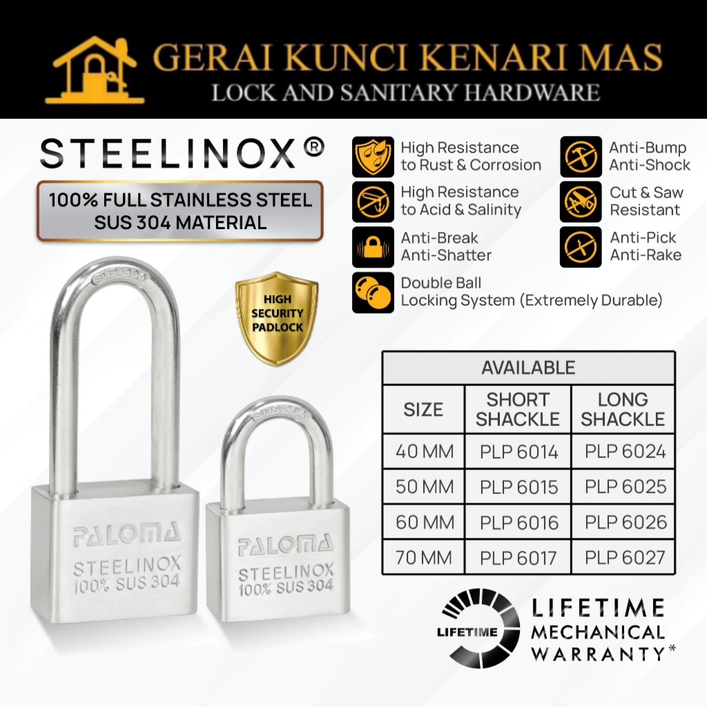 Jual PALOMA Gembok Pagar Loker Padlock Gerbang Kunci Pintu Rumah Mobil ...