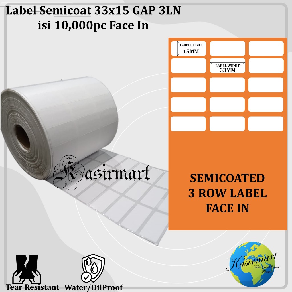 Jual Label Barcode Harga Semicoat 33x15 3 Line isi 10000 GAP Face In ...
