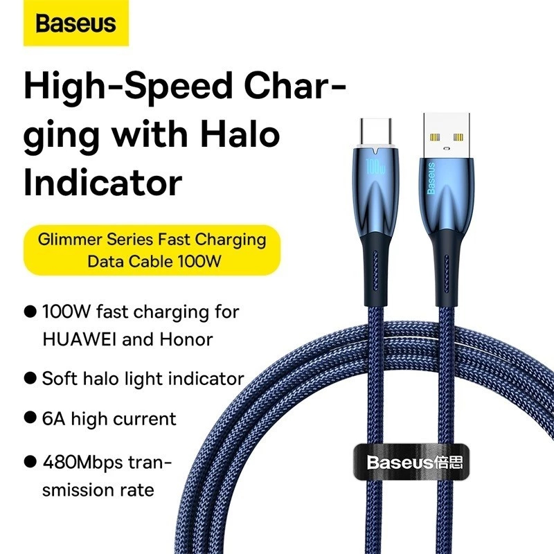 Jual Baseus Glimmer Kabel Type C Fast Charging 100W Baseus Kabel Data ...