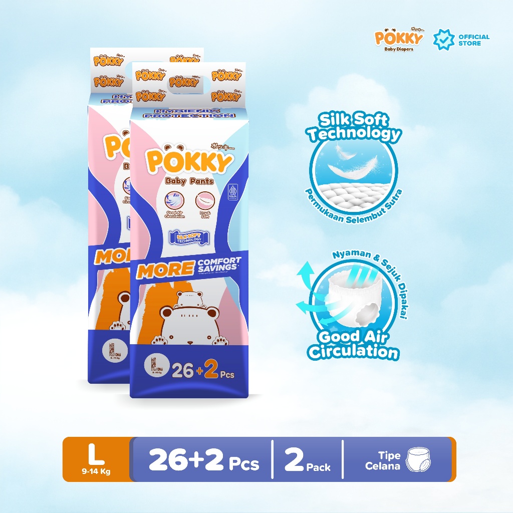 Jual [2 BAG] POKKY Pants Popok Celana L26+2 Twinpack | Shopee Indonesia