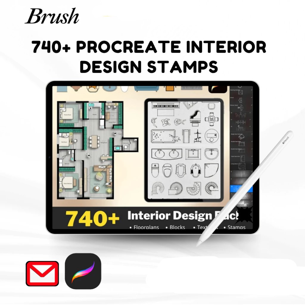 Jual 740+ Interior Design Stamps Pro-Create Brush Set Pack | Shopee ...