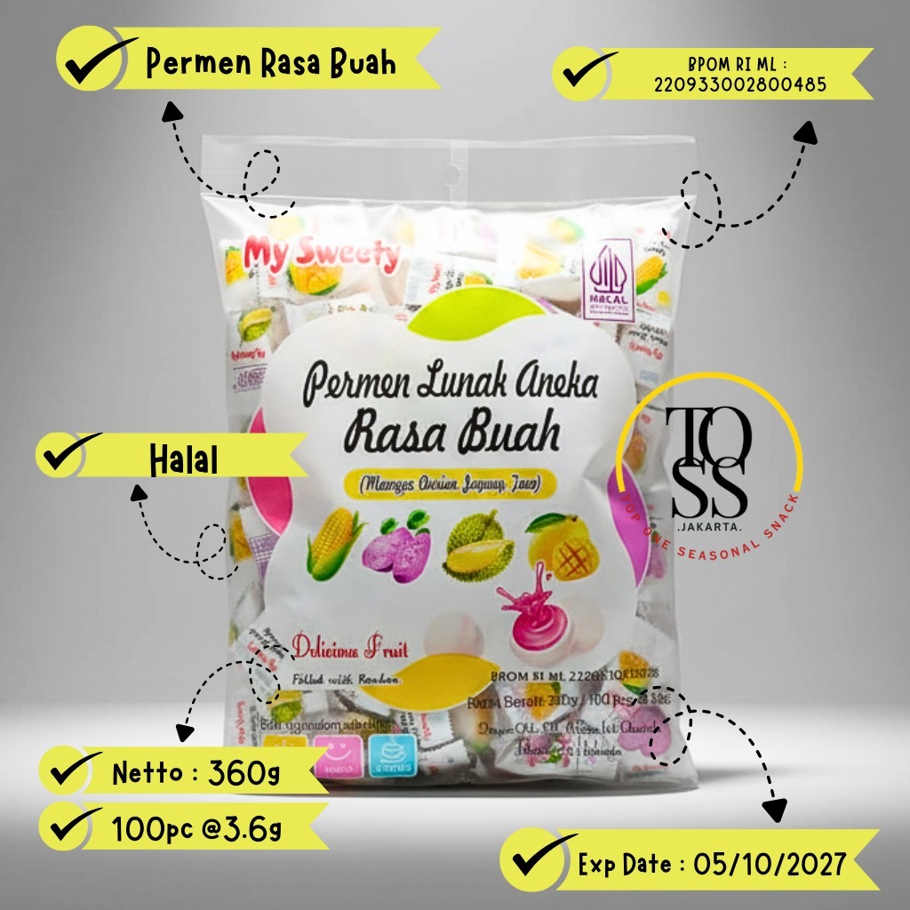 Jual Permen Lunak Aneka Rasa Buah 360g | My Sweety | Halal BPOM ...