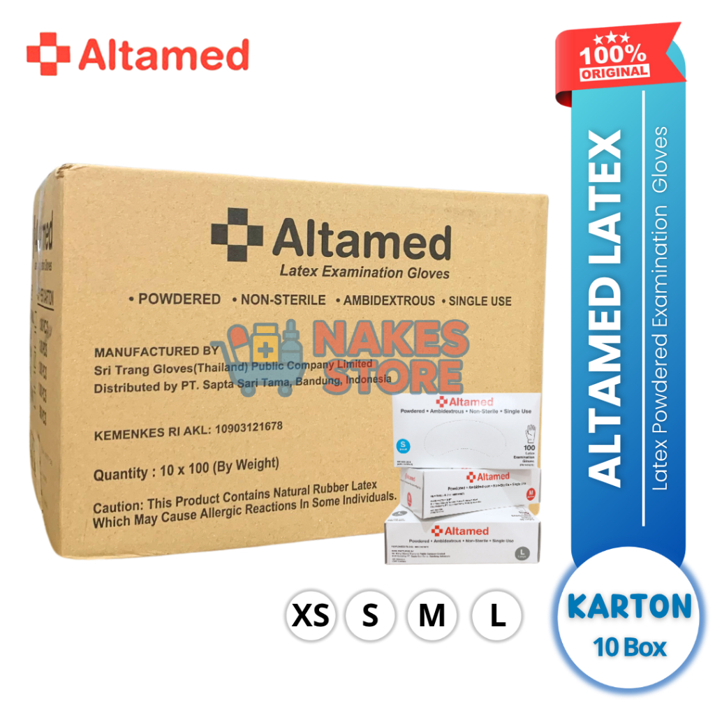 Jual OFFICIAL STORE - Altamed Latex Powder Gloves Handscoon Sarung ...