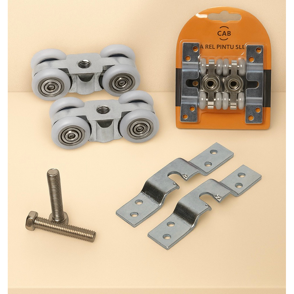 Jual 1 SET Roda Rel Pintu Sliding Geser CAB | Shopee Indonesia