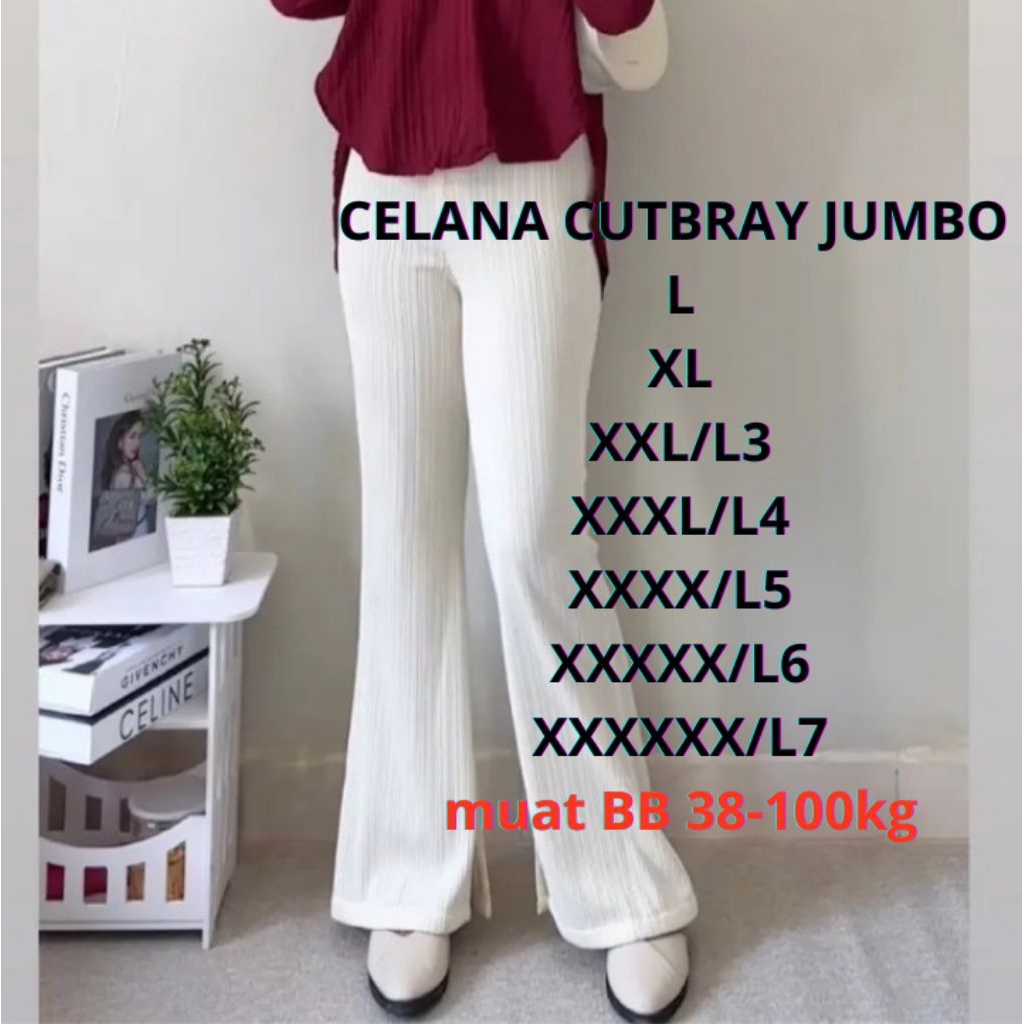 Jual Celana Panjang Wanita HW Cutbray Knit Pants Premium Jumbo Muat BB ...