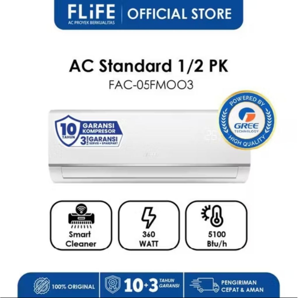 Jual AC FLIFE FAC - 05FMO03 1/2 PK TURBO MODE, SMART CLEANER, DOUBLE ...