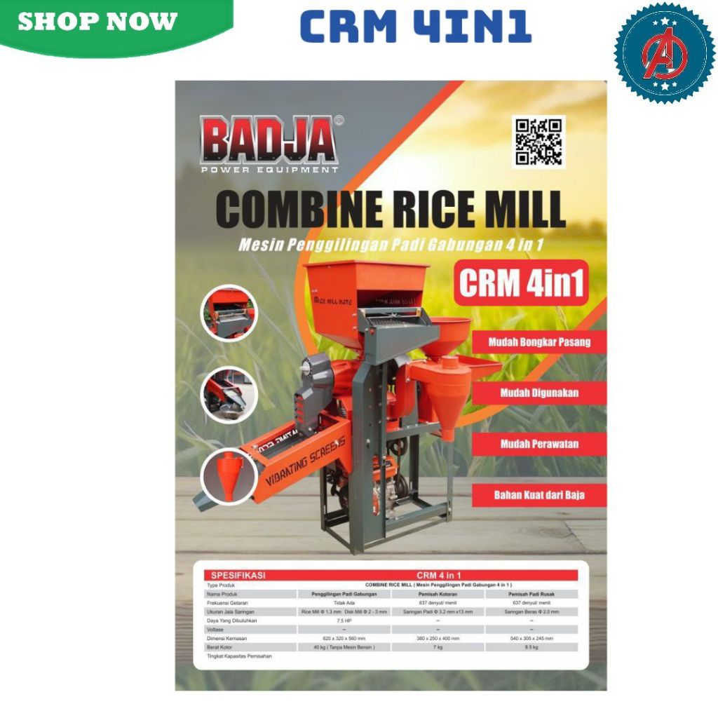 Jual Mesin Giling Padi Beras Gabah Selep 4in1 Badja Pro Max CRM4in1 ...