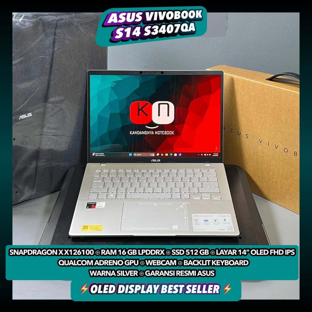 Jual Laptop Asus Vivobook S14 S3407QA OLED Snapdragon X X126100 Ram 16 ...