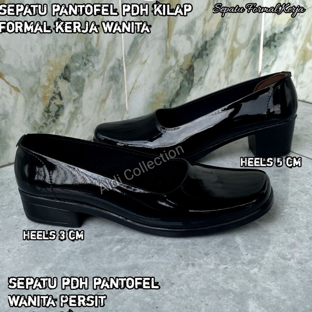 Jual Sepatu pantofel wanita heels formal pdh Wanita Hitam Kilap Formal ...