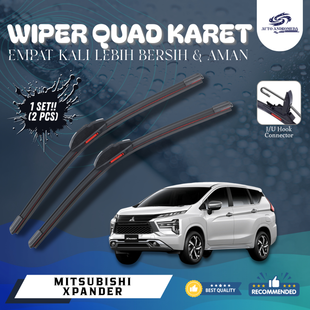 Jual Wiper Mobil Mitsubishi Xpander 2017–2025 Model Hook U/J Quad Blade ...