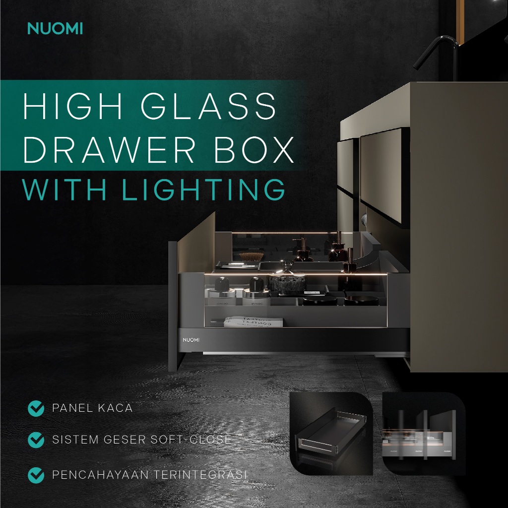 Jual Laci Kaca Tinggi Aluminium Nuomi dengan Pencahayaan – High Glass ...