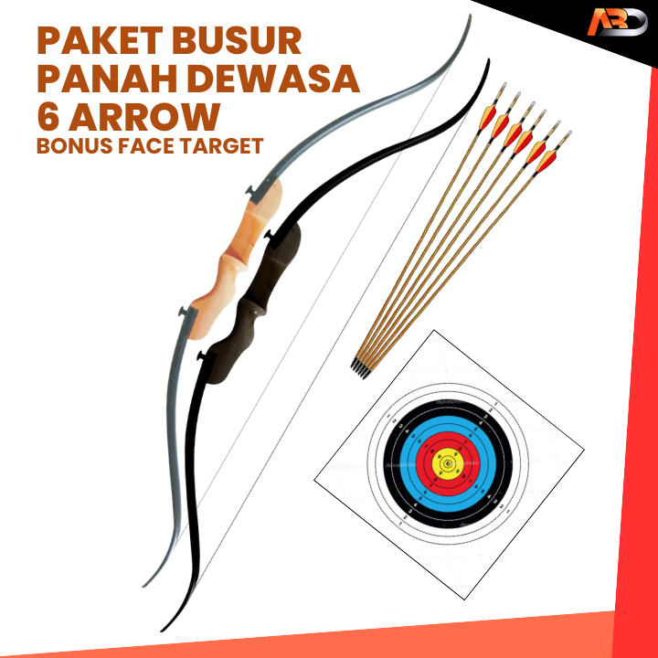 Jual Paket Busur Panah Recurve Bow Dewasa + 6 Arrow 25-30 Lbs Pemula ...