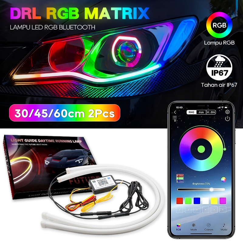 Jual Lampu LED DRL Alis Flexibel WRGB APP 30/45/60CM Welcome + RGB ...