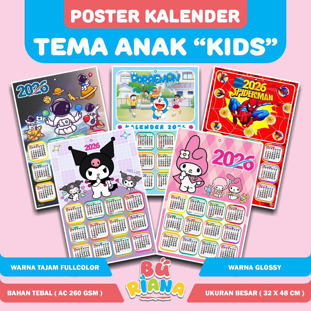 Jual Kalender Anak 2026 || Kalender Dinding 2026 || Kalender 2026 ...