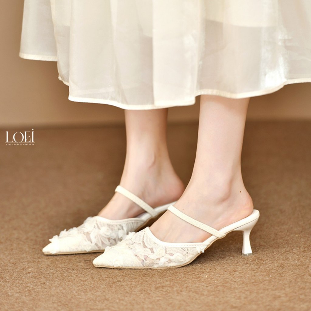Jual LOEI Mikayla Korean Elegant Slip On - Sepatu Heels Wanita Elegan ...