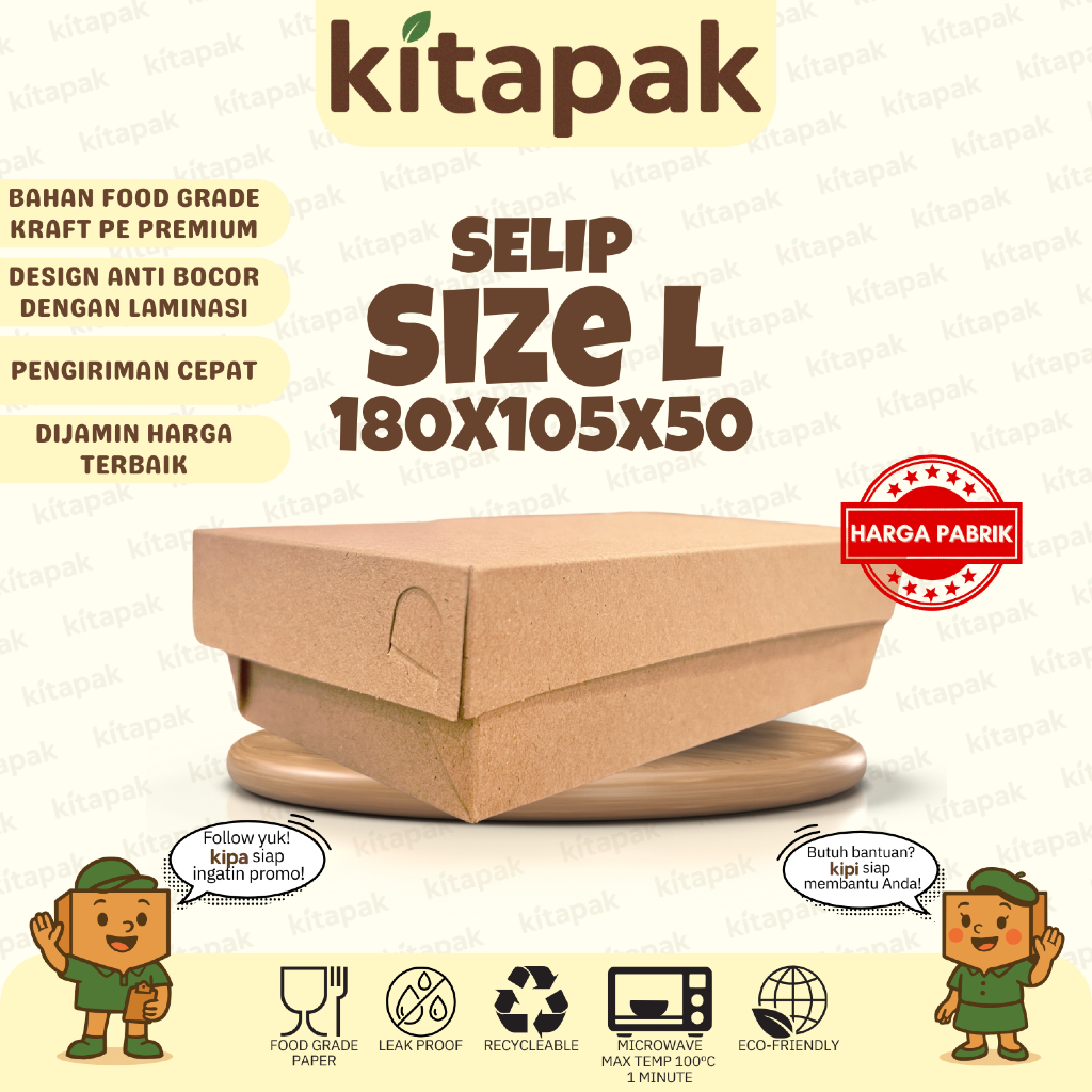 Jual PAPER LUNCH BOX L SELIP HEMAT | KRAFT | DUS KOTAK KEMASAN NASI ...