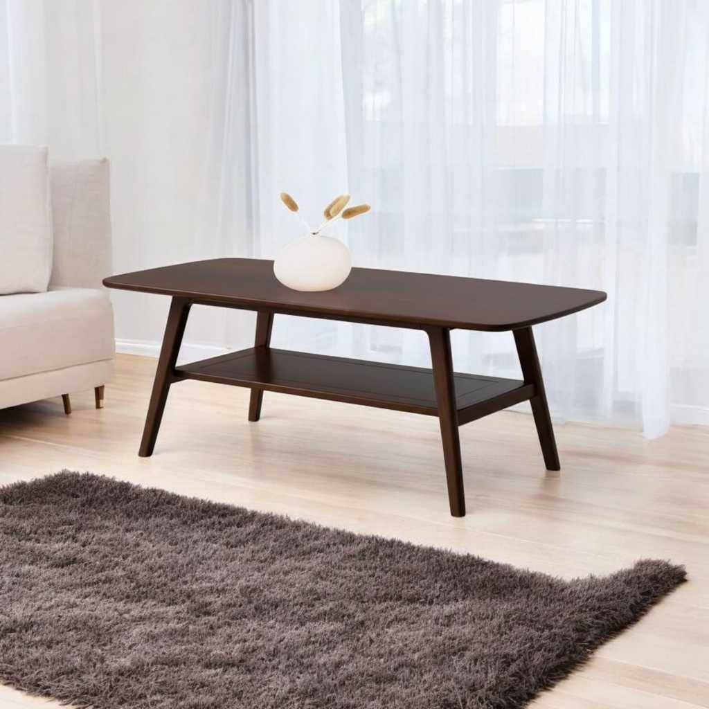 Jual Meja Ruang Tamu Minimalis Modern Kayu Jati 2 Tingkat Kekinian ...