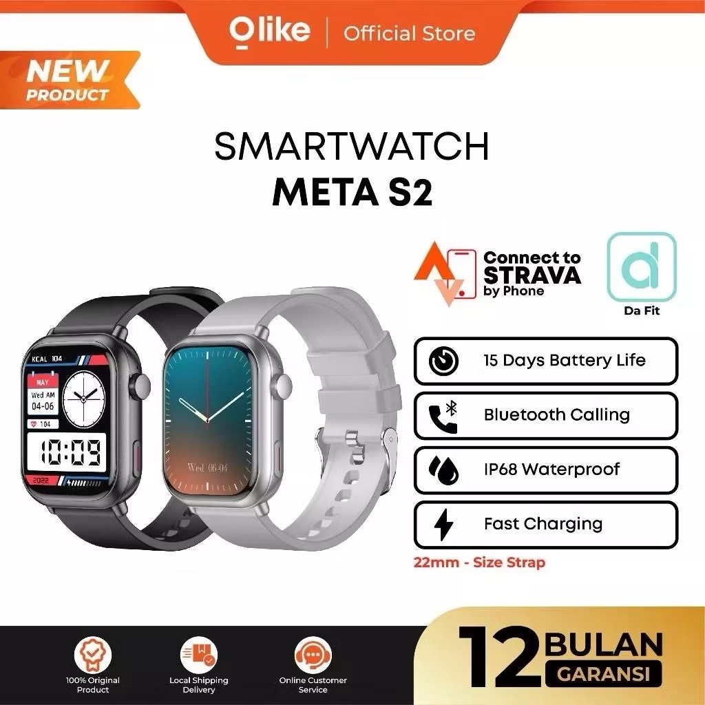 Jual OLIKE Smartwatch Meta S2 1.83" HD Screen 1000mAh Sync Strava IP68 ...
