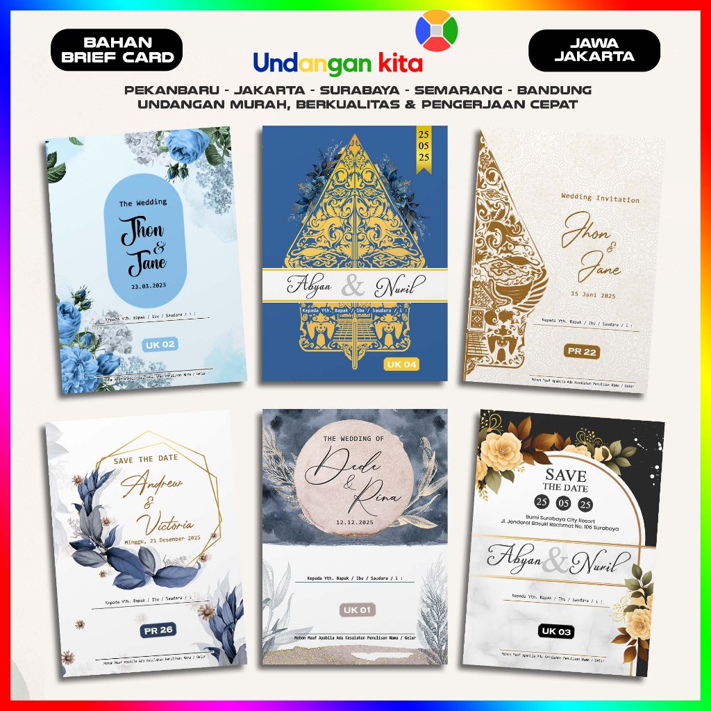 Jual Undangan Pernikahan Briefcard BC 150gsm Borderless UK SERIES ...