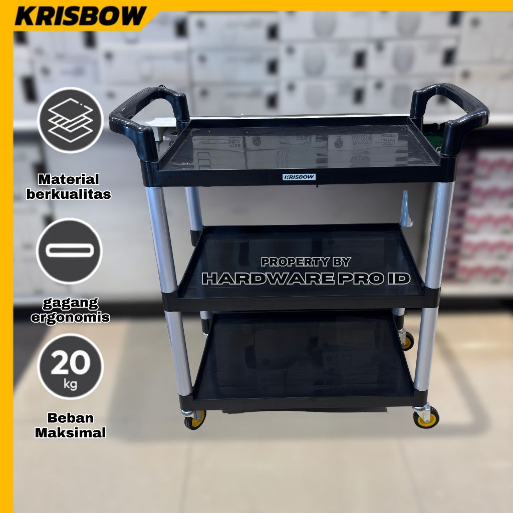 Jual Krisbow Rak Troli 3 Tingkat 80x41x90 Cm - Hitam Trolley Rak Troli ...