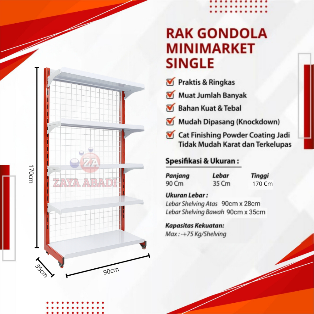 Jual Rak Gondola Single Minimarket 90 x 35 x 170cm 5 Susun | Shopee ...