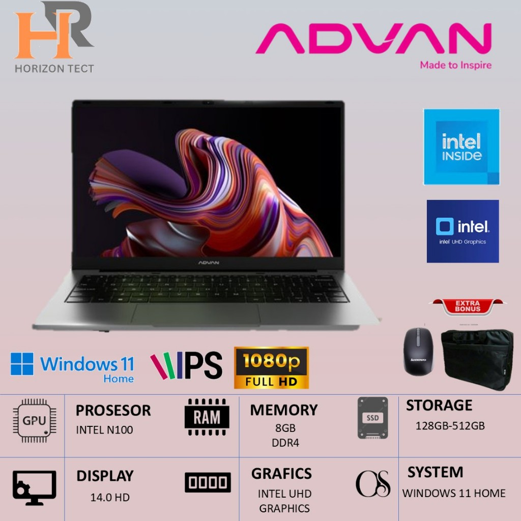 Jual Laptop Advan T-BOOK 14 Intel N100 RAM 8GB 512GB SSD 14 Inch HD ...