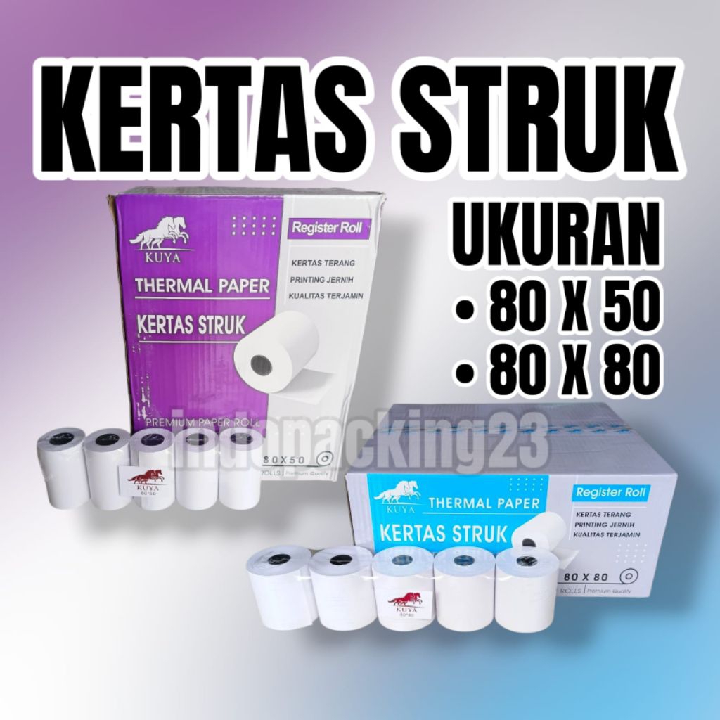 Jual LABEL STRUK THERMAL 80X50 80X80 / KERTAS STRUK PAPER ROLL KASIR ...