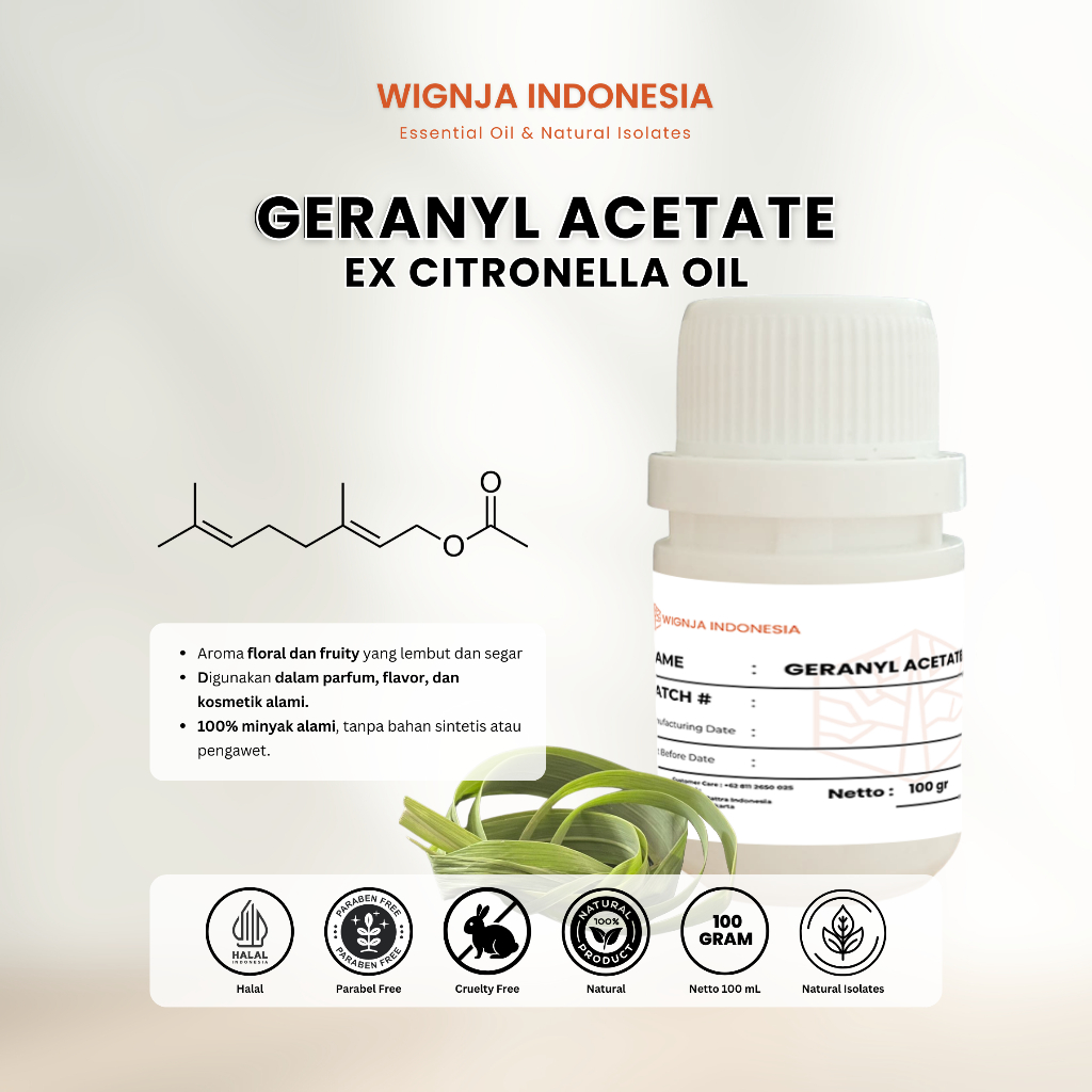 Jual Geranyl Acetate Ex. Citronella Oil 100 gram - Natural Isolate by ...